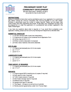 Fillable Online Preliminary Short Plat - City of Monroe Fax Email Print ...