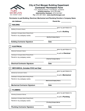 Fillable Online City of Fort Morgan Building Department Contractor ...
