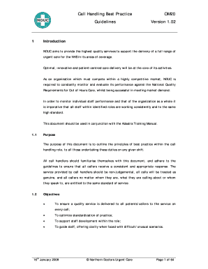 Fillable Online vcentral vocare org Call Handling Best Practice ...