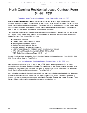 Fillable Online North Carolina Residential Lease Contract Form 54 401 ...