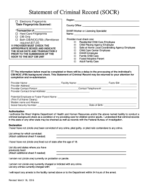 Fillable Online dhhr wv Statement of Criminal Record (SOCR ...
