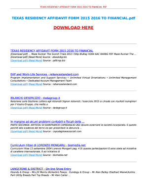 Fillable Online TEXAS RESIDENCY AFFIDAVIT FORM 2015 2016 TO FINANCIAL ...