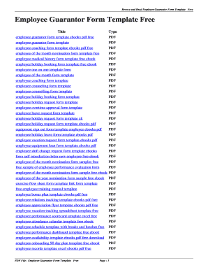 Fillable Online wns frona Employee Guarantor Form Template Free ...
