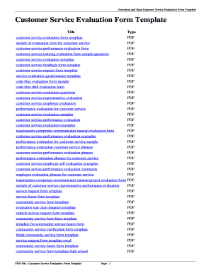 Fillable Online Customer Service Evaluation Form Template. customer ...