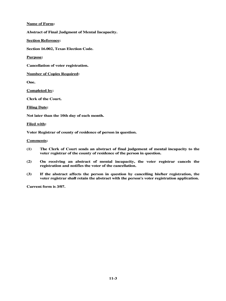 Fillable Online sos state tx Name of Form Abstract of Final Judgment of ...