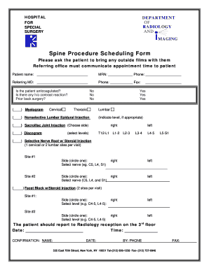 Fillable Online hss Spine Procedure Scheduling Form FINAL - hss.edu Fax ...