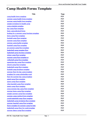 Fillable Online Camp Health Forms Template. camp health forms template ...