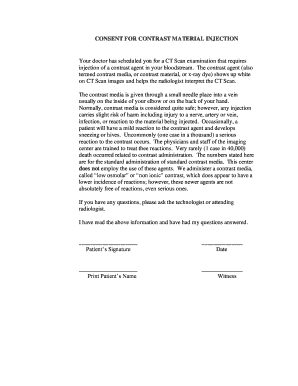 Fillable Online CONSENT FOR CONTRAST MATERIAL INJECTION Fax Email Print ...