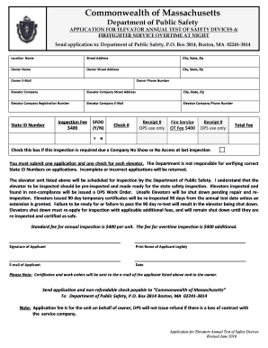 Fillable Online Application for Annual Elevator Inspection and ...