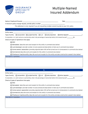 Fillable Online Multiple-Named Insured Addendum Fax Email Print - pdfFiller