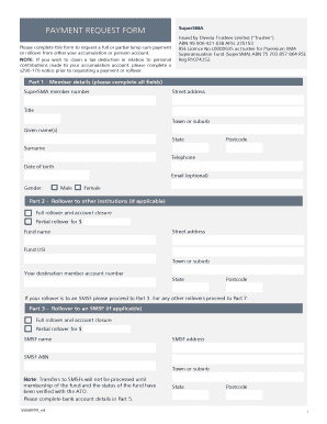Fillable Online PAYMENT REQUEST FORM SuperSMA - praemium.com.au Fax ...