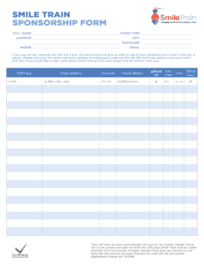Fillable Online smiletrain org SMILE TRAIN SPONSORSHIP FORM ...