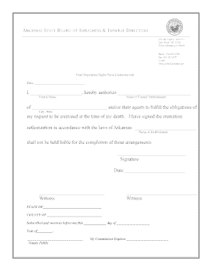 Fillable Online arkansas Final Disposition Rights Form - Arkansas Fax ...