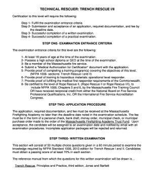 Fillable Online TECHNICAL RESCUER: TRENCH RESCUE I/II - mass Fax Email ...