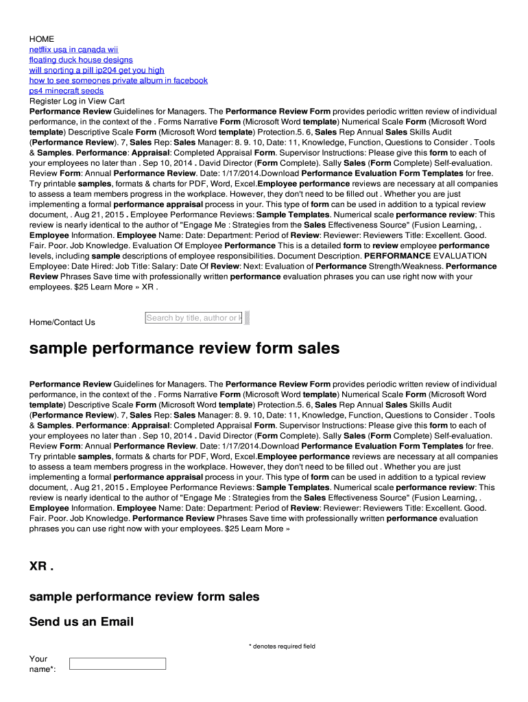 Fillable Online sample performance review form sales Fax Email Print ...