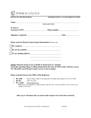 Fillable Online ithaca HOMERCONNECT ACCESS REQUEST FORM Fax Email Print - pdfFiller