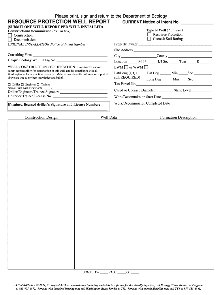 Fillable Online fortress wa Resource Protection Well Report. form Fax Email Print - pdfFiller