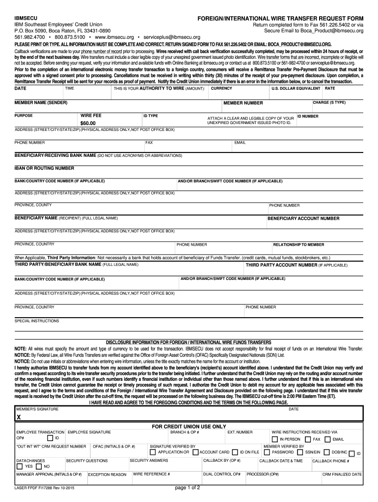Fillable Online ibmsecu IBMSECU FOREIGN/INTERNATIONAL WIRE TRANSFER ...