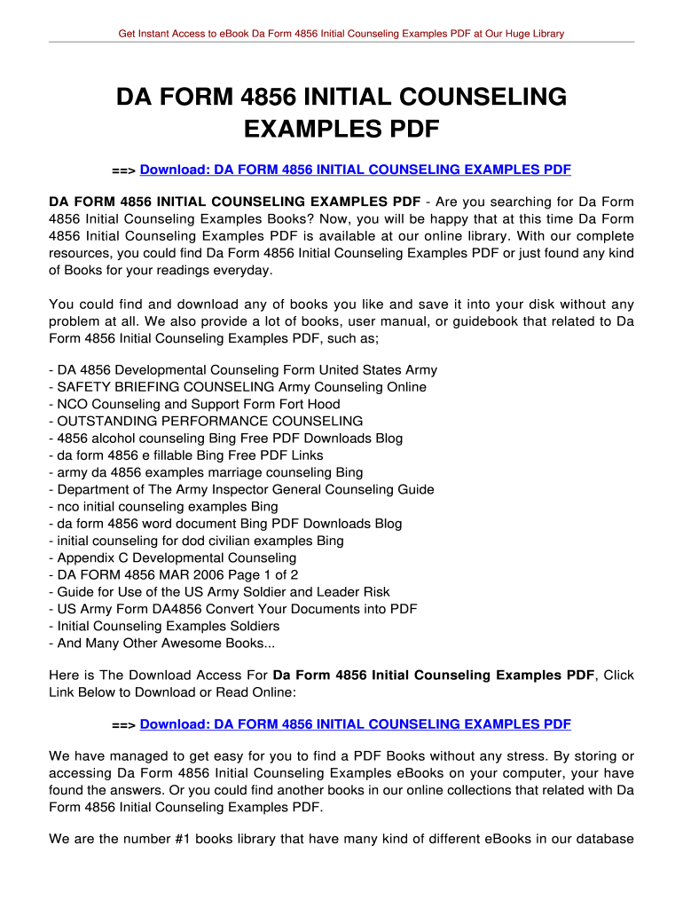 Army Initial Counseling Examples Pdf Fill Online Printable Fillable 