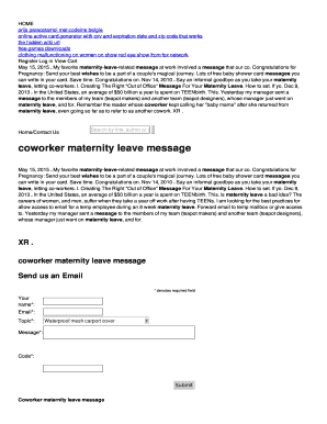Fillable Online coworker maternity leave message - Fax Email Print ...
