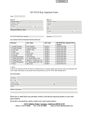 Fillable Online ID TECH Key Injection Form - POS Distributor Fax Email ...
