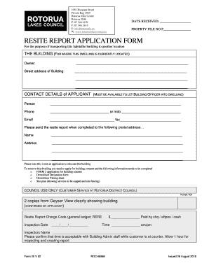 Fillable Online rotorualakescouncil RESITE REPORT APPLICATION FORM ...