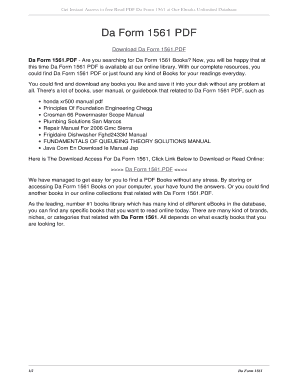 Fillable Online Da Form 1561 PDF. da form 1561 PDF Fax Email Print ...