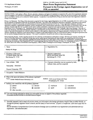 Fillable Online U.S. Department of Justice Short Form Registration ...
