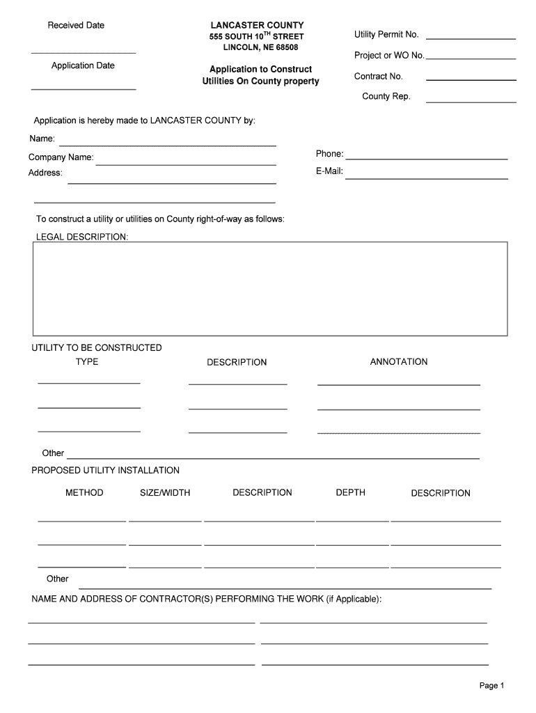 Fillable Online lancaster ne LANCASTER COUNTY 555 SOUTH 10 STREET U P No. LINCOLN, NE ... Fax ...