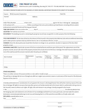 Fillable Online FIRE PROOF OF LOSS - bcaa.com Fax Email Print - pdfFiller