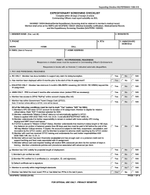 Fillable Online med navy EXPEDITIONARY SCREENING CHECKLIST - Navy ...