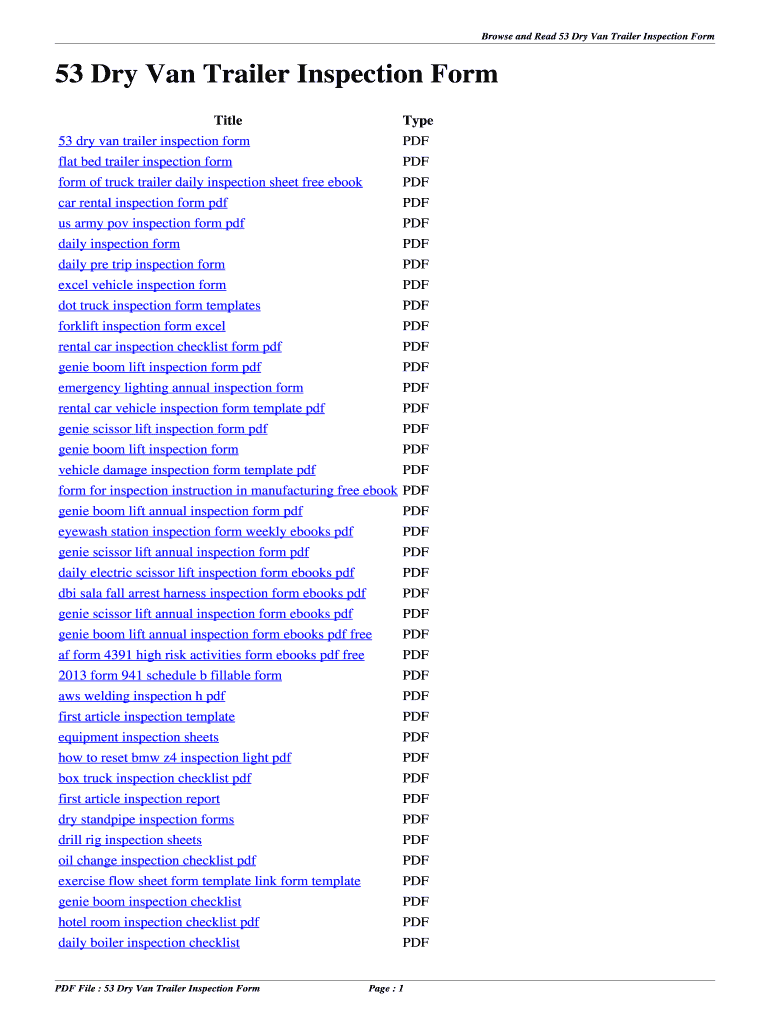 Fillable Online 53 Dry Van Trailer Inspection Form. 53 dry van trailer ...