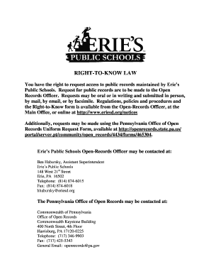 Fillable Online RIGHT-TO-KNOW LAW - eriesd.org Fax Email Print - pdfFiller