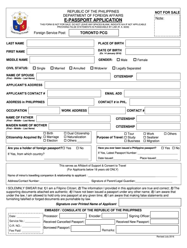 Fillable Online REPUBLIC OF THE PHILIPPINES DEPARTMENT OF FOREIGN ...