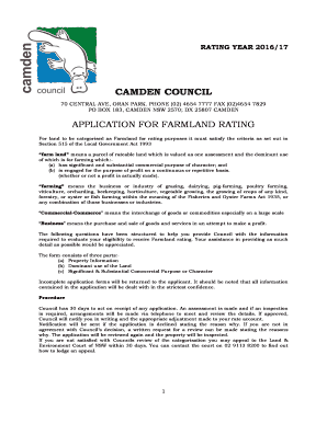 Fillable Online Farmland Application Form - camden.nsw.gov.au Fax Email ...
