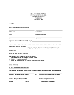 Fillable Online FACILITIES USE AGREEMENT 1 1 .doc Fax Email Print - pdfFiller