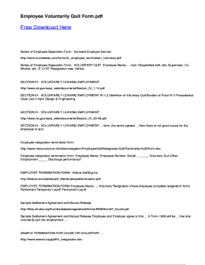 Fillable Online Employee Voluntarily Quit Form Fax Email Print - pdfFiller