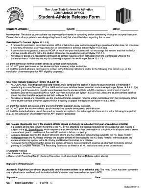 Fillable Online Student-Athlete Release Form Fax Email Print - pdfFiller