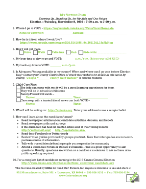 Fillable Online MY VOTING PLAN Showing Up, Standing Up, for My Kids and ...