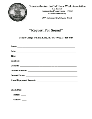 Fillable Online oldhomeweek Request For Sound - oldhomeweek.org Fax ...