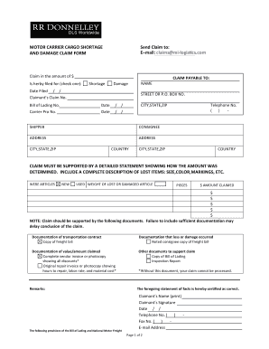 Fillable Online DLSW LTL Claim Form.docx Fax Email Print - pdfFiller