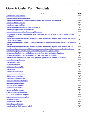Fillable Online Generic Order Form Template. generic order form ...