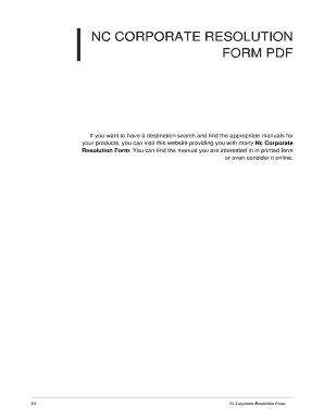 Fillable Online Nc Corporate Resolution Form. nc corporate resolution ...
