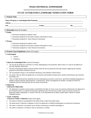Fillable Online STATE ANTIQUITIES LANDMARK NOMINATION FORM Fax Email ...