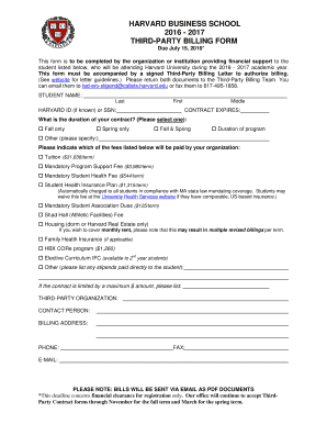 Fillable Online sfs harvard THIRD-PARTY BILLING FORM Fax Email Print ...