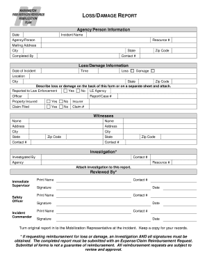 Fillable Online wsp wa LOSS/DAMAGE REPORT Fax Email Print - pdfFiller