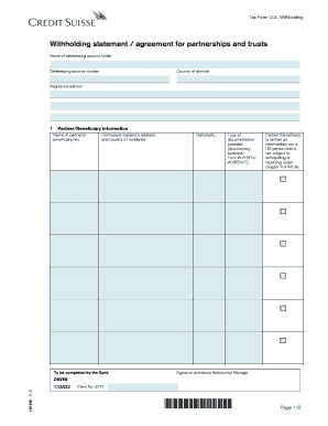 Fillable Online Withholding statement / agreement for partnerships and ...