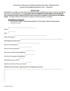 Fillable Online dom umn Moonlighting Request Form Fax Email Print ...