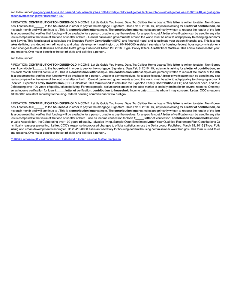 Fillable Online Letter of contribution to household Fax Email Print ...
