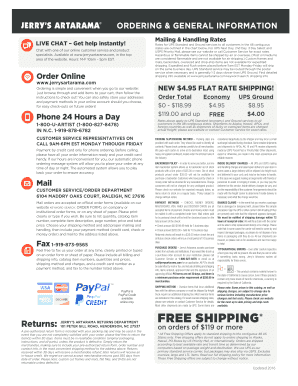 Fillable Online JERRY S ARTARAMA ORDERING & GENERAL INFORMATION Fax ...